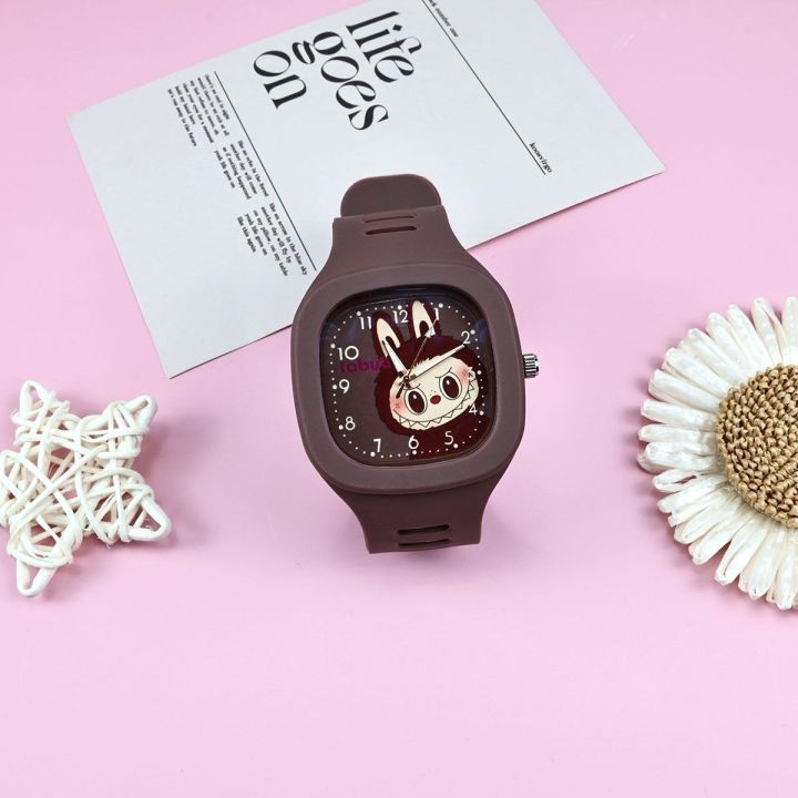 [Top 1 Popularity] Square labubu Watch Silicone Quartz Student Labub ...