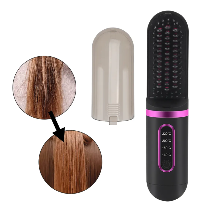 Rechargeable Cordless Hair Straightener Comb with LCD Display | Ceramic ...