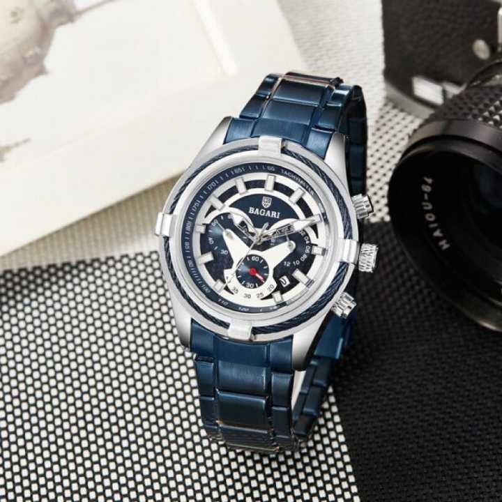 Bagari 1828 Men Watch Business Edition Complete Calendar Stainless ...