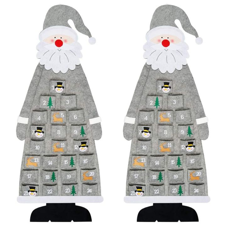 fasdaga 2X Christmas Felt Advent Calendar Wall Hanging Santa Advent ...