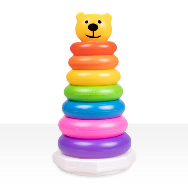 Ratna’s Smiley Teddy Bear Colorful 7 Ring Sorting & Stacking Rainbow ...