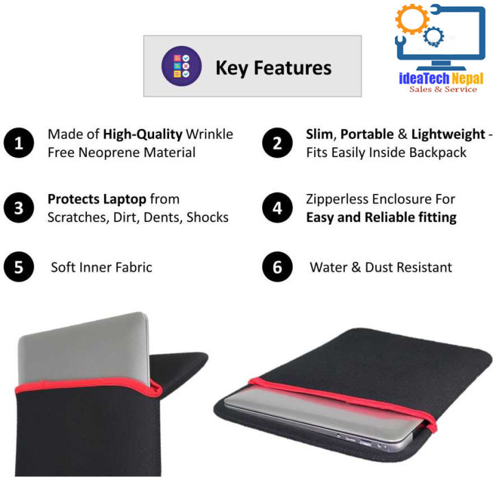 Laptop Bag: 15.6 inch Sleeve/Slip Case (Black) | Daraz.com.np