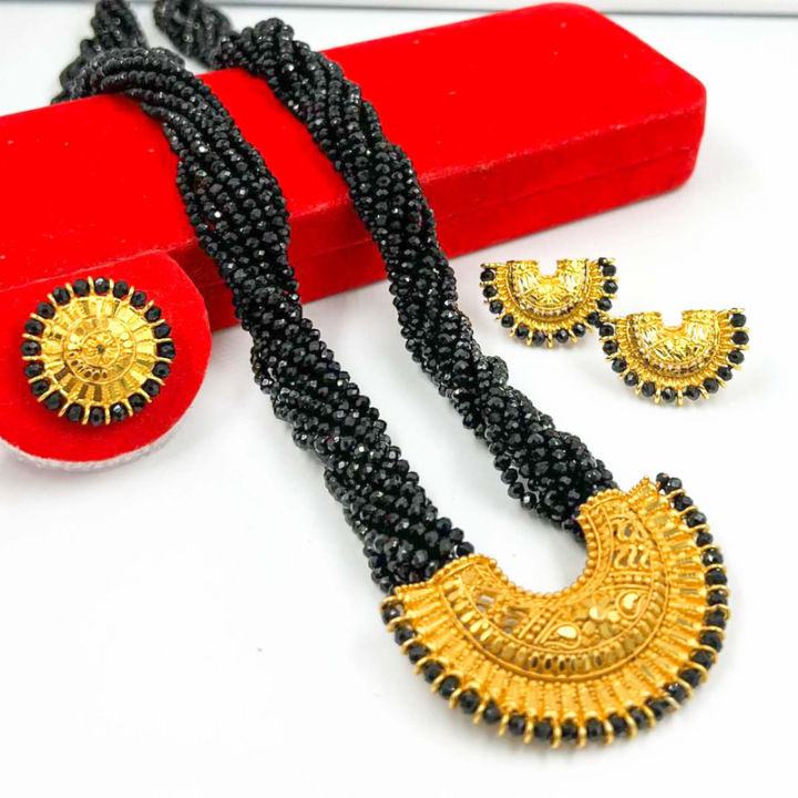 Fancy Black Crystal C Tilhari Set | Daraz.com.np