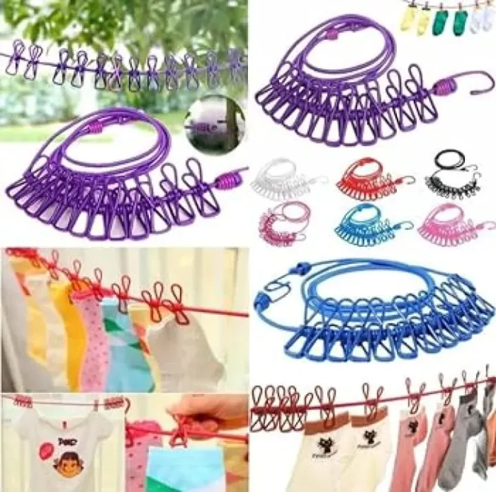 12 Clips Cloth Drying Rope | Daraz.com.np