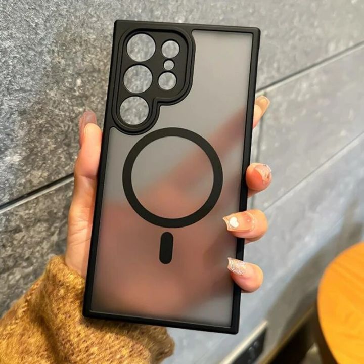 HOCE Frosted Magnetic Phone Cases For Samsung Galaxy S25 S24 S23 S22 Plus Ultra MagSafe Case ...