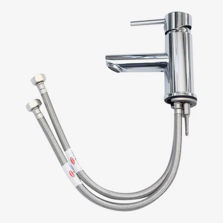 Silver Color Single Lever Sink Basin Mixture With Pop Up Waste | Daraz ...