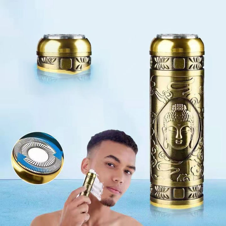 Mini Electric Shaver Men Vintage Buddha Head Rotary Razor Type-c ...
