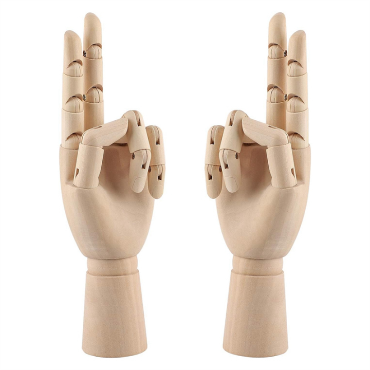Wooden Hand Model Kit 2 PCS, 12 Inches Left and Right Hand Model Kit ...