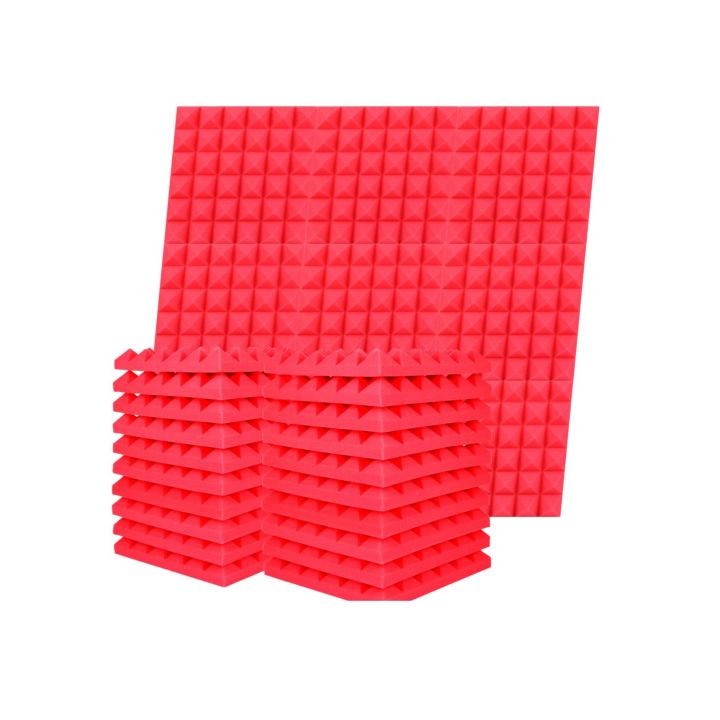 24 Pcs Red Color Pyramid Sound Absorbing Panels |Acoustic Panels For ...