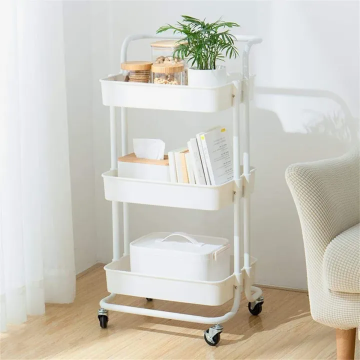 3 Layers Metal Color Storage Rack Hotel Room Service Trolley Household ...