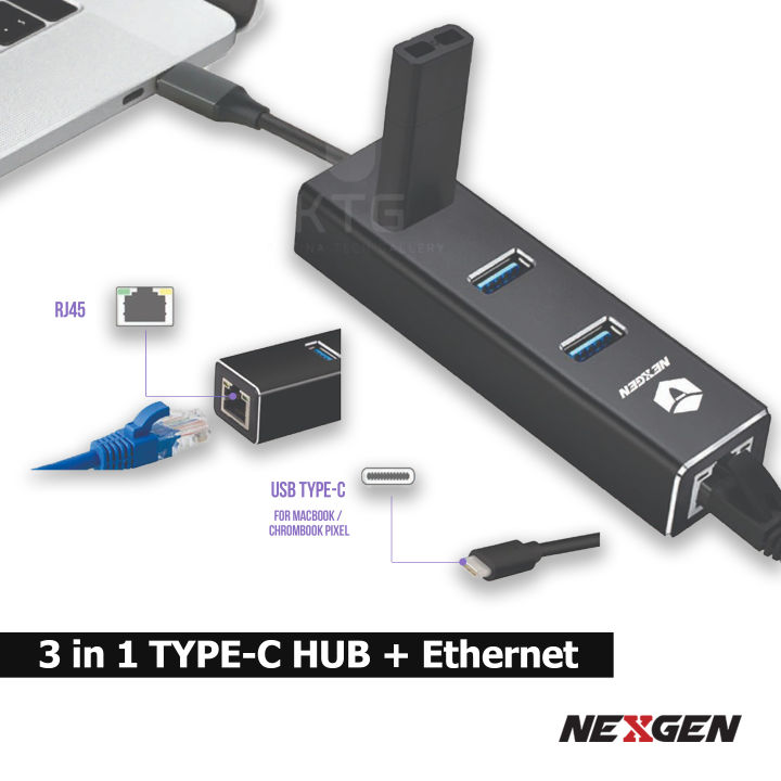 Nexgen 3 in 1 Type C hub + Ethernet | Daraz.com.np