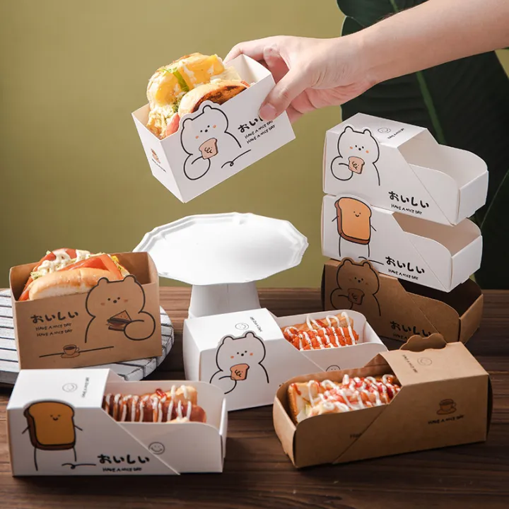 Kitchen accessories 10pcs Cartoon Food Wrapping Paper Box Bread Toast ...