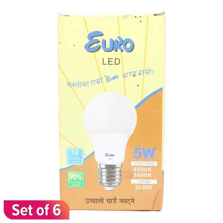 Euro LED Bulb 5w Set Of 6 | Daraz.com.np