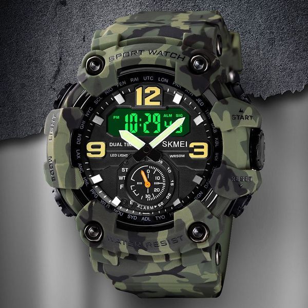 SKMEI 1637 Digital Men Watch Dual Movement 3 Time Sport Wristwatch ...