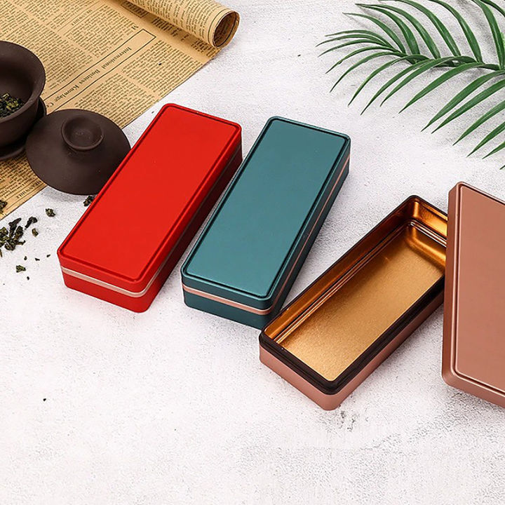 Multicolor Tinplate Rectangular Storage Box Container with Lid Small ...