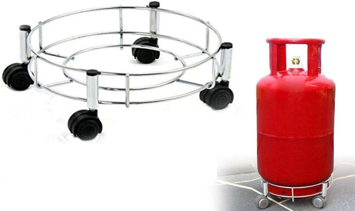 Stainless Steel LPG Cylinder Stand Gas Trolly With Wheels | Daraz.com.np