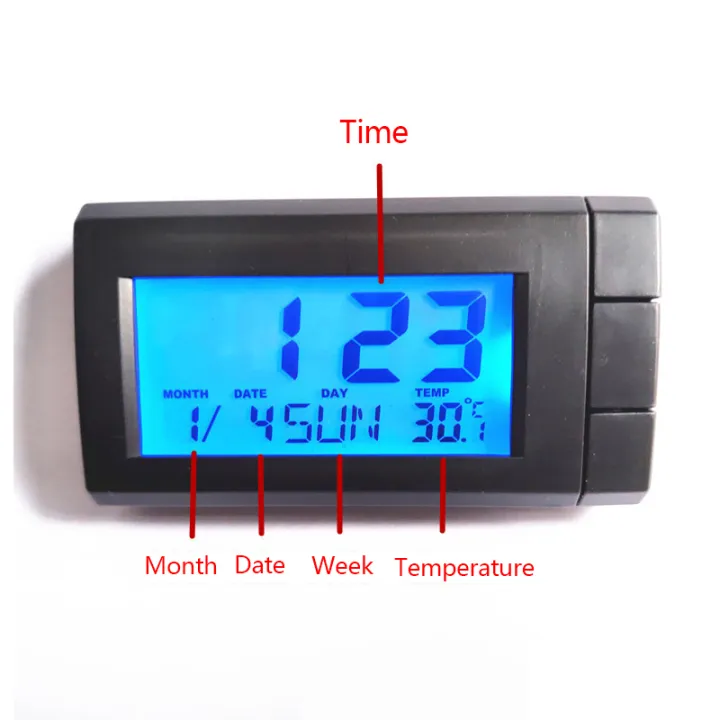 2 in 1 Car LCD Digital Display Clock & Temperature Auto Watch ...