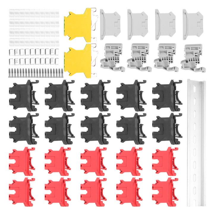 DIN Rail Terminal Blocks Kit Terminal+Ground Blocks+Aluminum Rail+End ...
