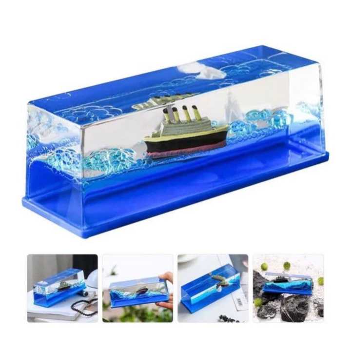 Titanic Cruise 3D Simulator Toy Wavey Boat In A Box Liquid Wave ...