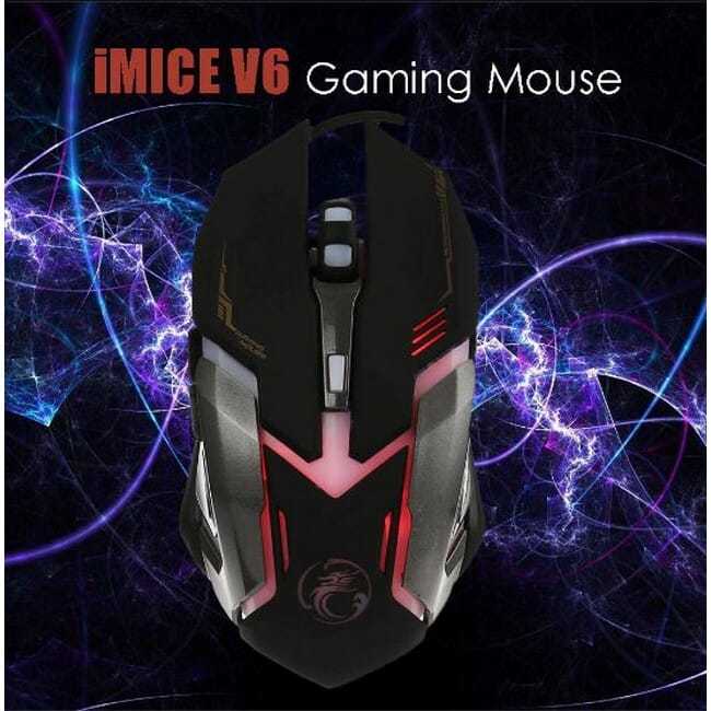 iMICE V6 Wired Gaming Mouse 6 Buttons 3200 DPI Optical Professional ...