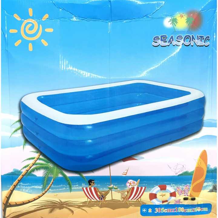 Swimming Water Pool with FREE PUMP Rectangle Blue For Kids Pool Party ...