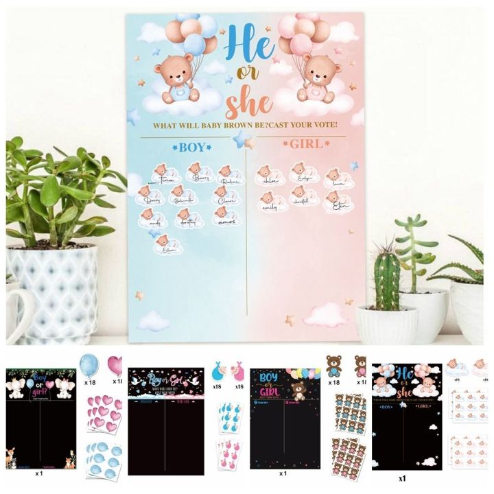 Creative With Stickers Gender Revealed Voting Game Festive Paper Boy or ...