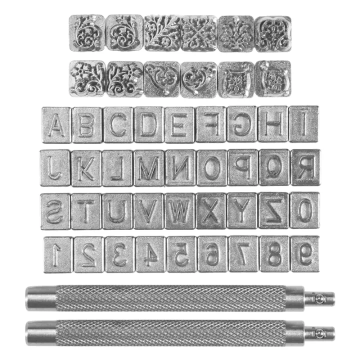 50 Pieces Letters and Numbers Stamp Set 6Mm Alphabet Leather Punch ...