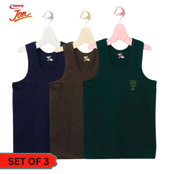 Rupa Jon Color RN Vest For Boys (Pack Of 3)| Kid's Innerwear | Vest For ...