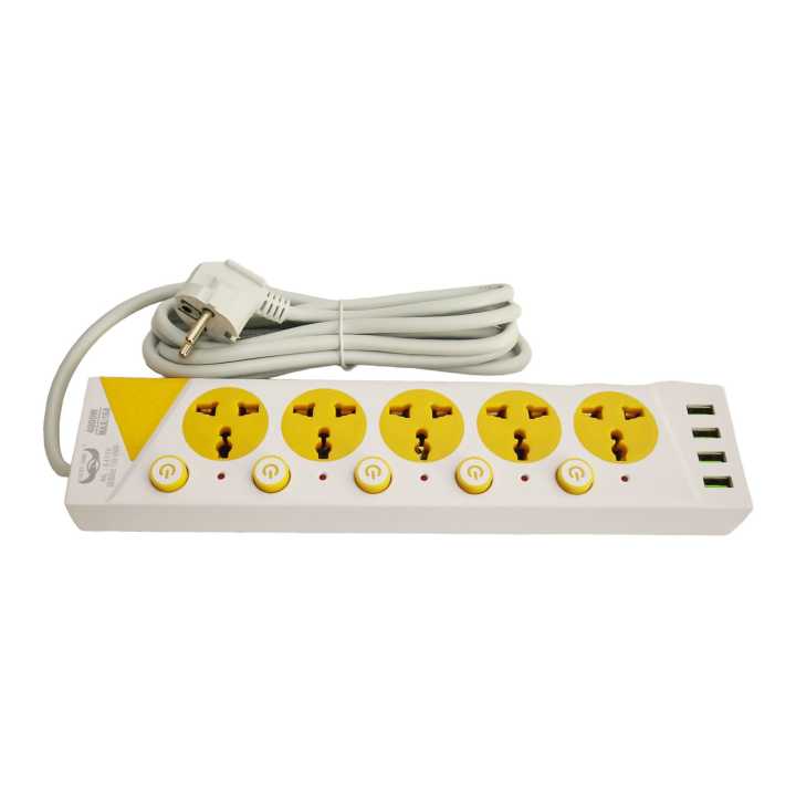 Lucky Hawk (K-455U) 5 Port & 4 USB 4000W 16A Max Extension Multiplug ...