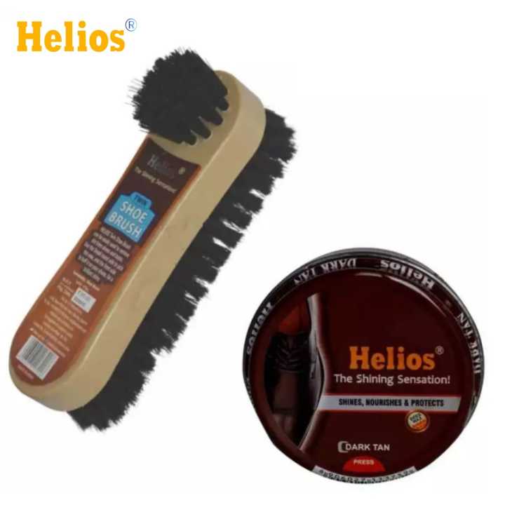 Helios Brown Wax Shoe Polish And Twin Shoe Brush Value Pack | Daraz.com.np