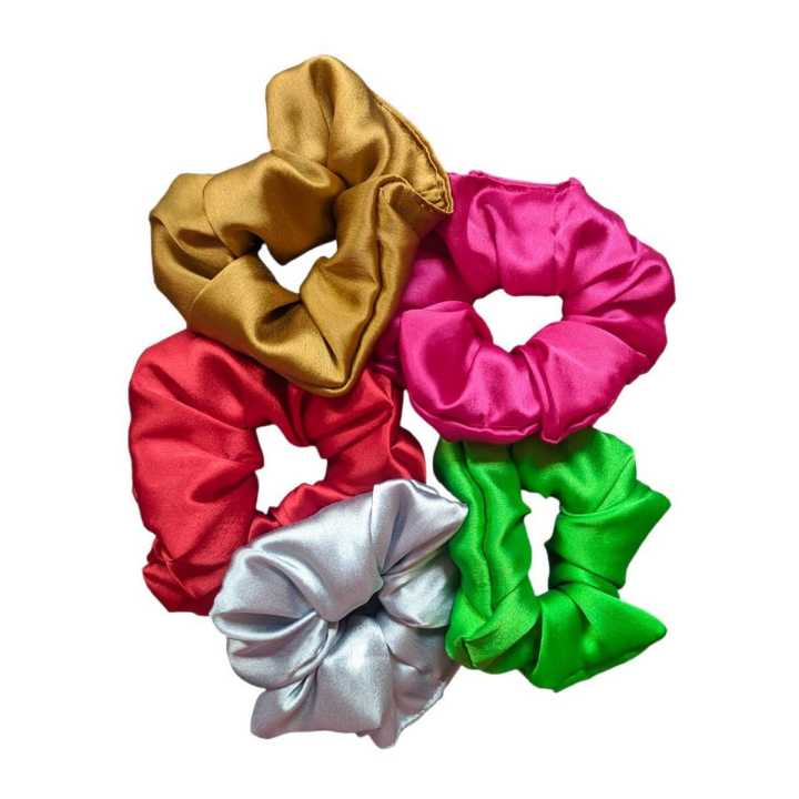 Different Shades Of Silk Scrunchies Set Of 5 | Daraz.com.np