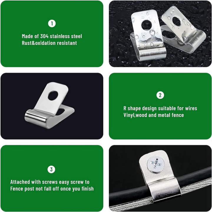 Fence Wire Fence Clips Agricultural Fencing Mounting Clips, Stainless ...