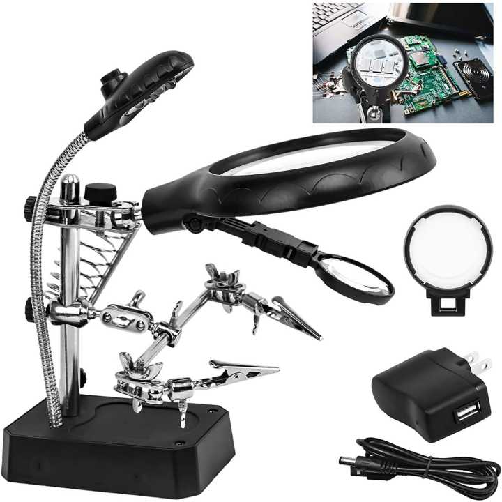 Soldering Iron Stand Magnifying Glass Solder Iron Stand Holder Station ...