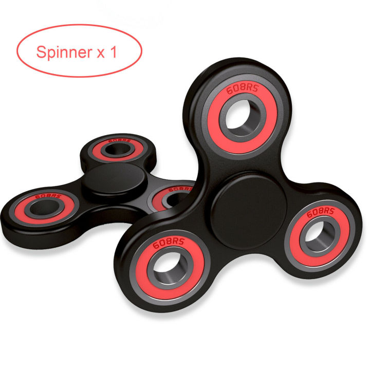 Fidget Spinner Toy Stress Reducer,Hand Spinner Tri-Spinner- Black ...