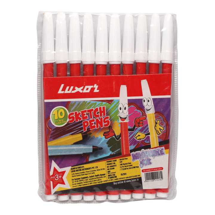 Luxor Sketch Pens Red Color 10 Pcs Set | Daraz.com.np
