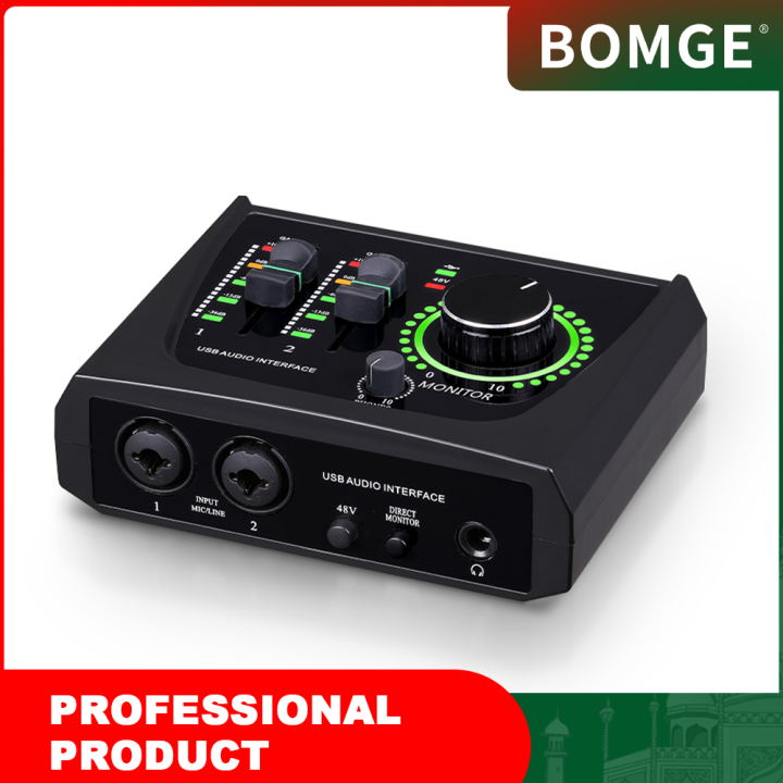 BOMGE Mini 2-Channel Audio Interface for Recording, Streaming and Podcasting with XLR/48V ...
