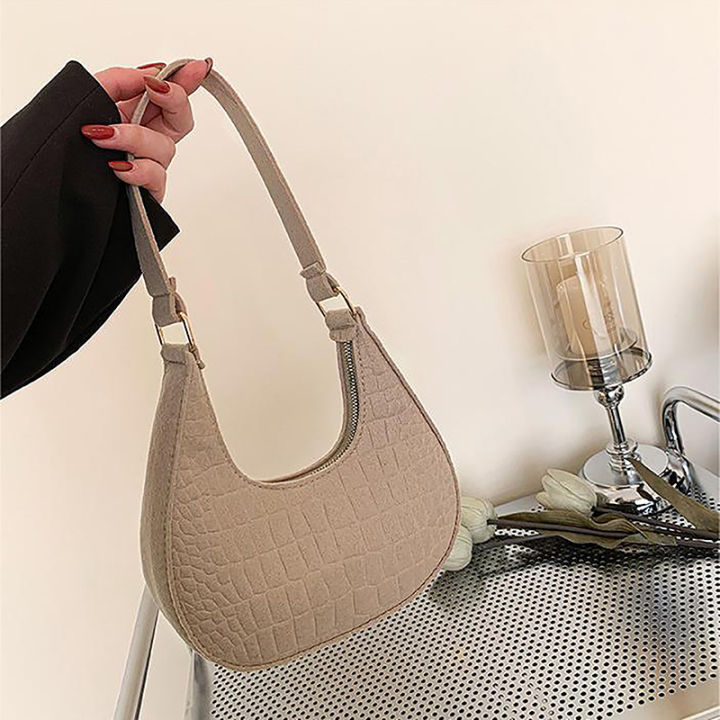 Candy Color Advanced Design Texture Armpit Handbags Felt Shoulder Bags ...