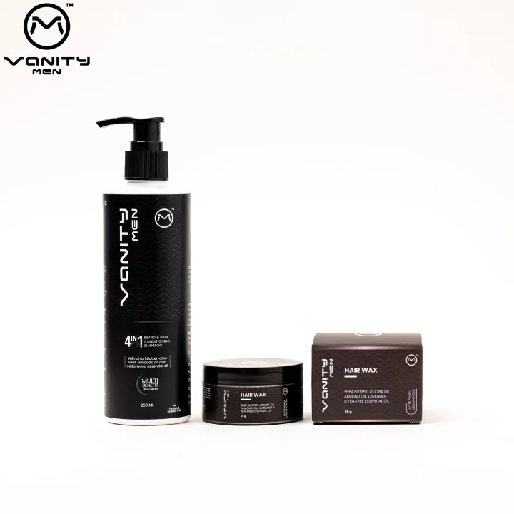 Vanity Men Beard & Hair Conditioning Shampoo 250ml and Hair Wax 50gm ...