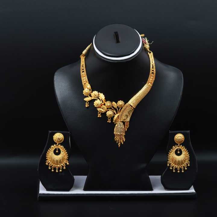 Gold Plated Flower Design mini Harr With Jumka Set For Women | Daraz.com.np