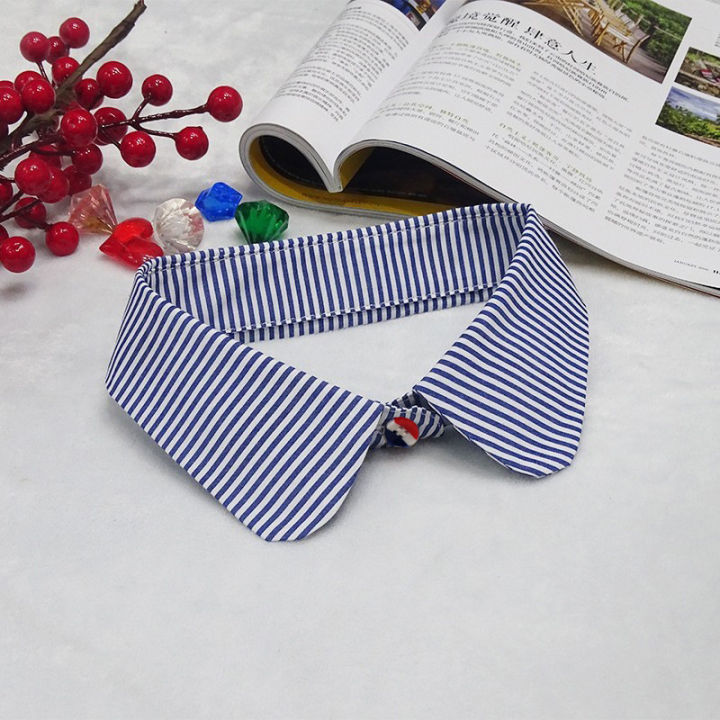 Half-Shirt Blouse Detachable Cotton Stripes Fake Collars Collar Faux ...