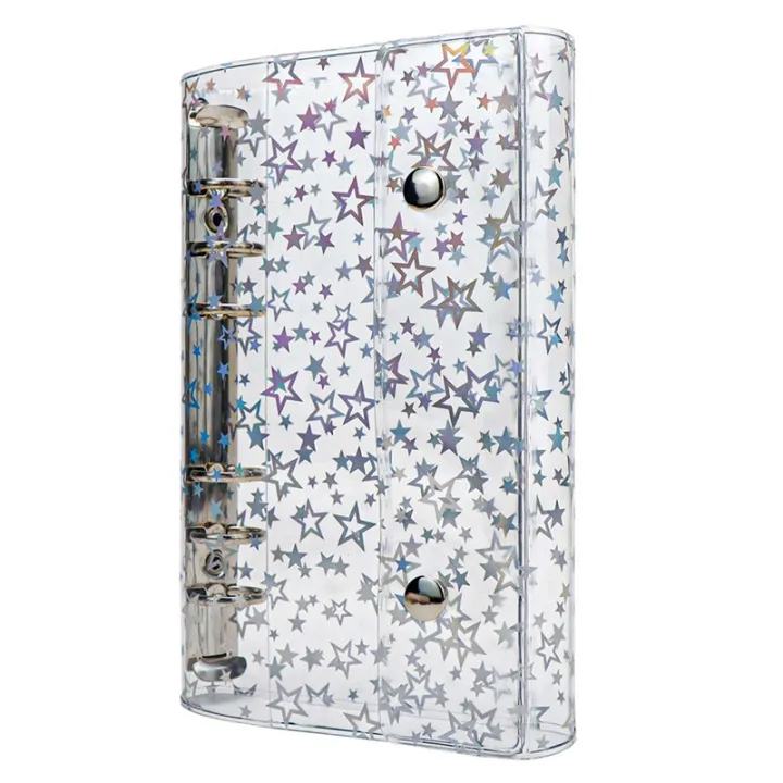 Nullmul A6 Budget Binder Cover Clear PVC 6 Ring Binder Glitter Star ...