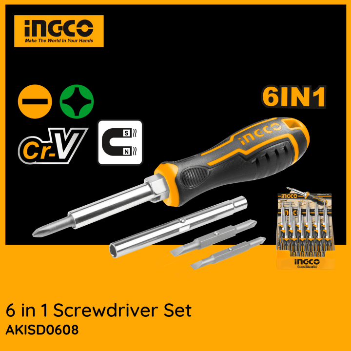 INGCO 6 in 1 Screwdriver Set AKISD0608 | Daraz.com.np