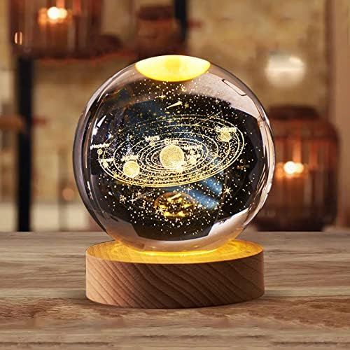 3D Decor Crystal Ball Night Light Starry Lamp Solar System LED Night ...