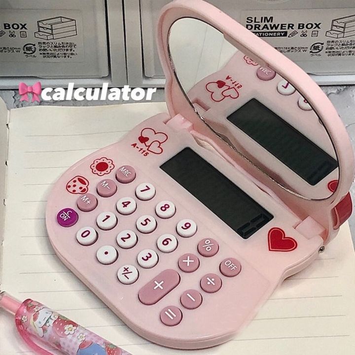 Portable Makeup Mirror Mini Calculator With Mirror Flip Cover ...