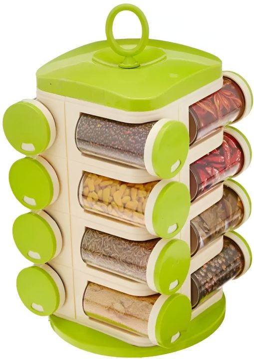 Plastic Revolving Spice Rack Set of 16 Pieces | Daraz.com.np