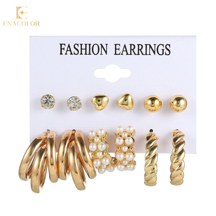 6Pairs Female Earrings Set Elegant Earings New | Daraz.com.np