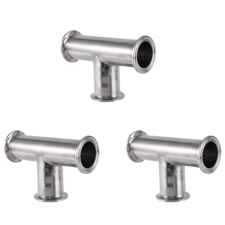 3 Pcs 1.5Inch 38mm Sanitary Tri Clamp 3 Way Tee 304 Stainless Steel ...