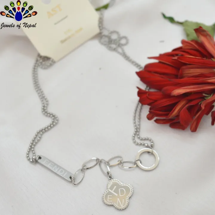 Jewels of Nepal Stainless Steel Clover Pendant Chain for Women | Daraz ...