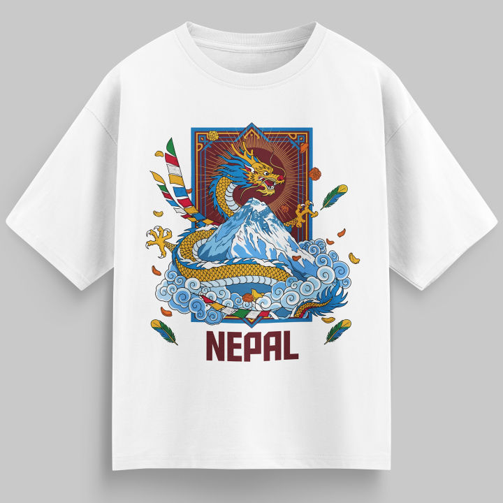 Dragon’s Roar: Nepal Mountain Oversized Cotton T-Shirt | Daraz.com.np