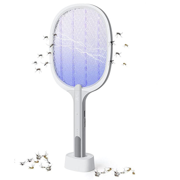 Gecko Dual-Use Electric Mosquito Racket Standing Fly Insect Swatter ...